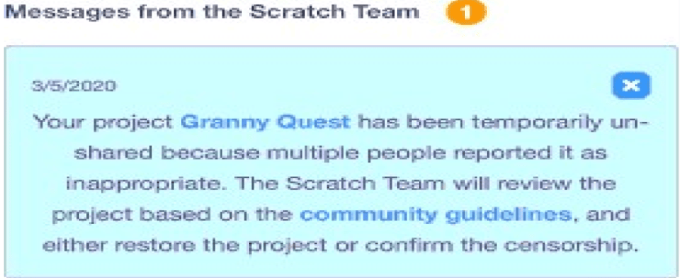 What happens if a project is reported falsely in Scratch?